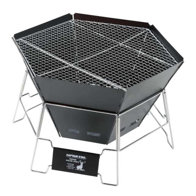 キャプテンスタッグ CSブラックラベル ヘキサステンレスファイア グリル UG-0050 コンロ BBQ バーベキュー アウトドア キャンプ【送料無料】