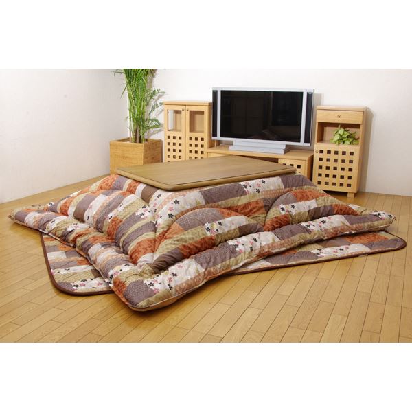 国内プリント こたつ厚掛け敷布団セット 『京好み』 205×205cm（裏地：フランネル）（代引不可）