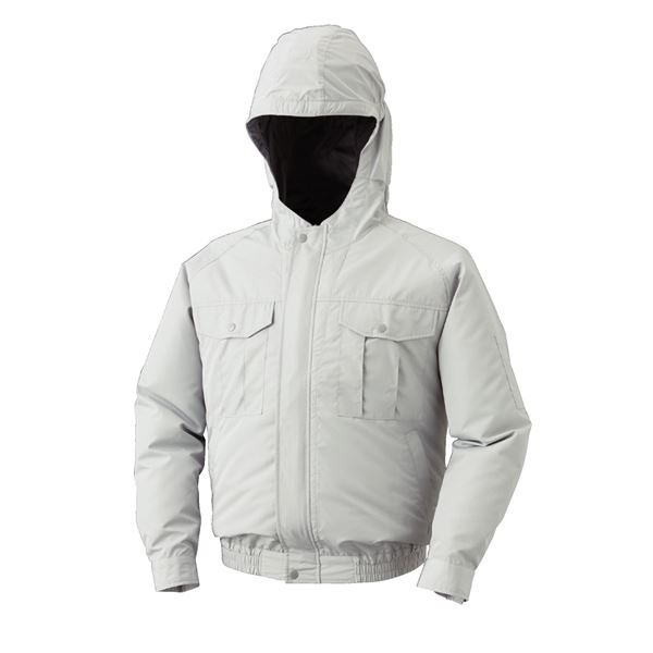 空調服 フード付き ポリエステル製長袖ブルゾン リチウムバッテリーセット BP-500BFC06S4 シルバー 2L（代引不可） 空調服 フード付き ポリエステル製長袖ワークブルゾン リチウム