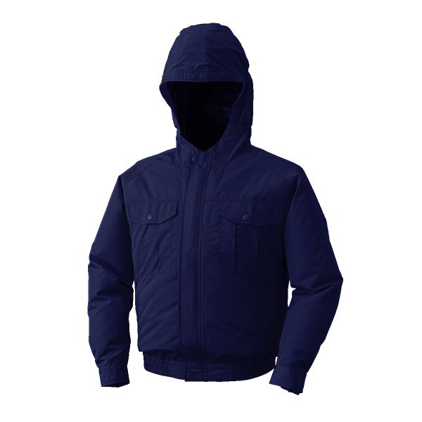 空調服 フード付き ポリエステル製長袖ワークブルゾン リチウムバッテリーセット BP-500FC14S2 ダークブルー M（代引不可）