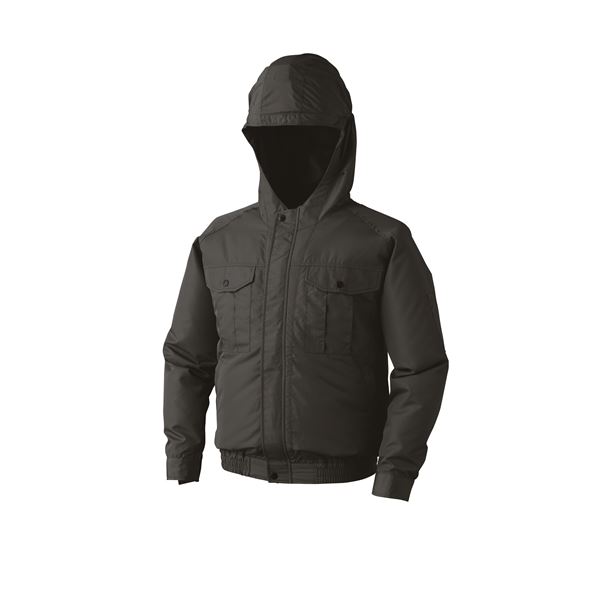 空調服 フード付き ポリエステル製長袖ワークブルゾン リチウムバッテリーセット BP-500FC69S3 チャコール L（代引不可）