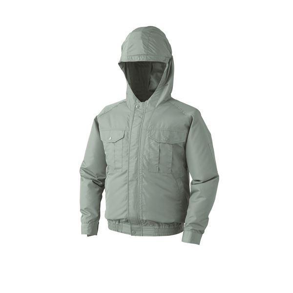 空調服 フード付き ポリエステル製長袖ワークブルゾン リチウムバッテリーセット BP-500FC07S6 モスグリーン 4L（代引不可）