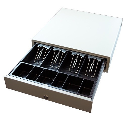 ビジコム 手動式キャッシュドロア(中型・4B/6C・白) BC-423HP-W(代引不可)【送料無料】