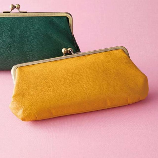 牛革親子がま口長財布 8184-18 イエロー(代引不可)【送料無料】