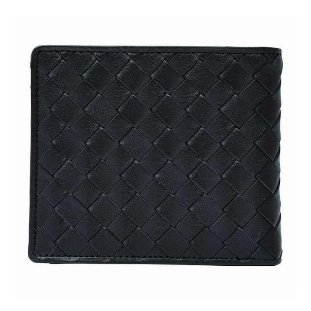 良品工房 日本製編込み二つ折財布 J17-232B ブラック(代引不可)【送料無料】