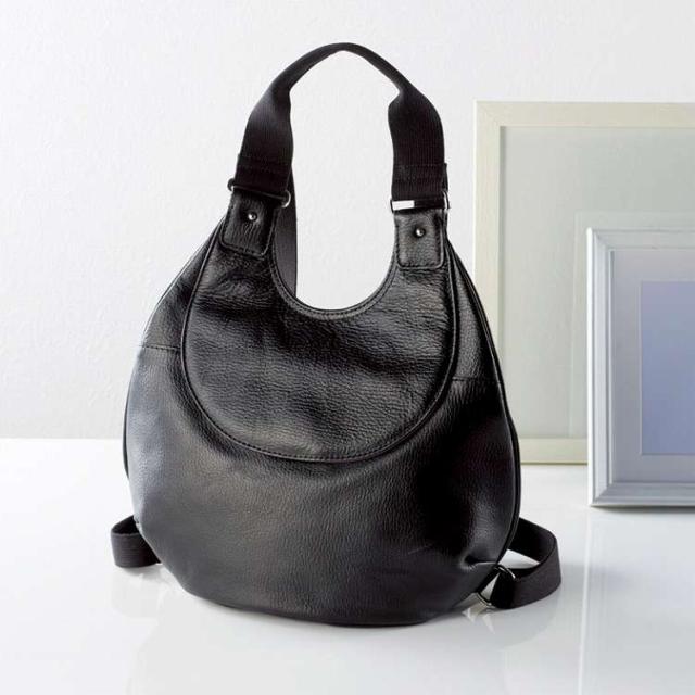 良品工房 日本製牛革リュックブラック M19-155(代引不可)【送料無料】