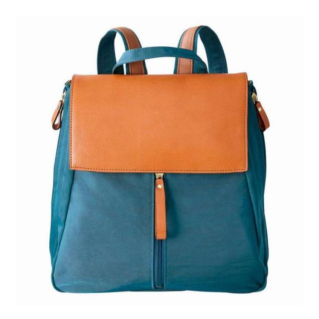 牛革付属ナイロンリュックブルー 4113-10A(代引不可)【送料無料】