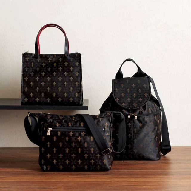 桐生ジャガードバッグ3点セットブラック RLU-5001/LU-10000/10001BK(代引不可)【送料無料】