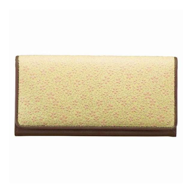 草木染め印伝 つた桜柄長財布 8181-03 ライム(代引不可)【送料無料】