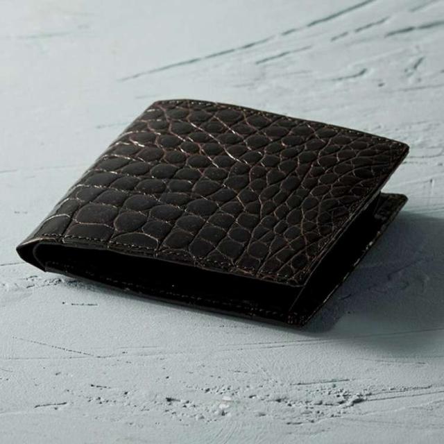 ファゴット クロコダイル 二つ折り財布 MJ-09W BROWN ブラウン(代引不可)【送料無料】