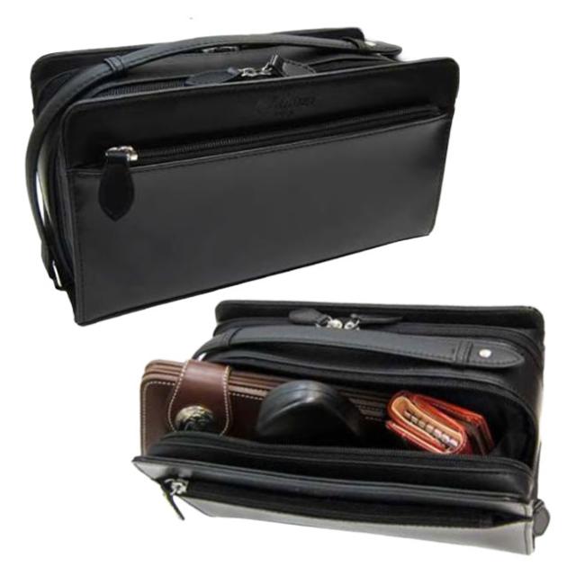 Maturi マトゥーリ コードバン 馬革 ダブルファスナー Wファスナー セカンドバッグ 黒 ブラック MT-14【送料無料】