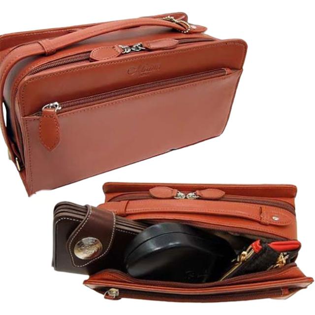 Maturi マトゥーリ コードバン 馬革 ダブルファスナー Wファスナー セカンドバッグ ブラウン MT-14【送料無料】