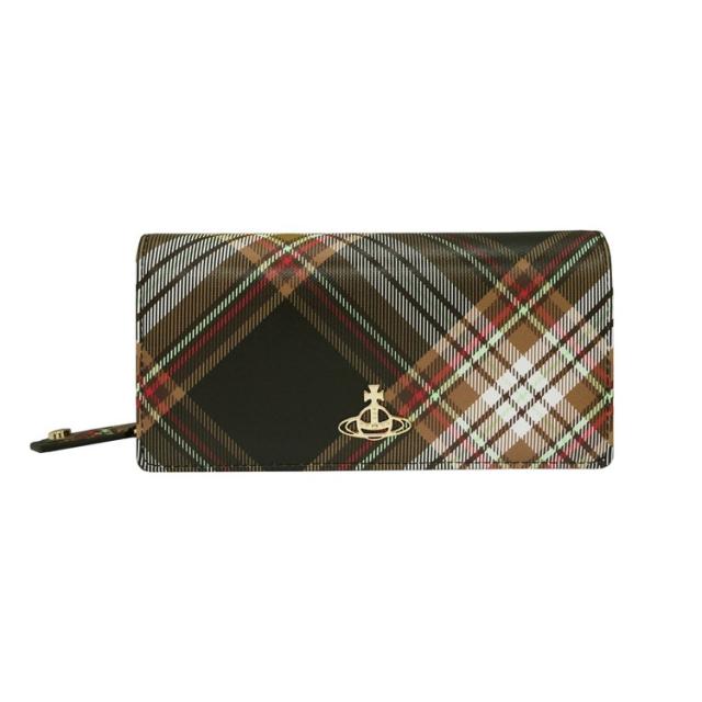 ヴィヴィアンウエストウッド 財布 Vivienne Westwood DERBY 51060025U-S001K- 二つ折り長財布 BIOGREEN SAFFIANO PRINTED D101 TARTAN BROWN/BLACK(代引不可)【送料無料】