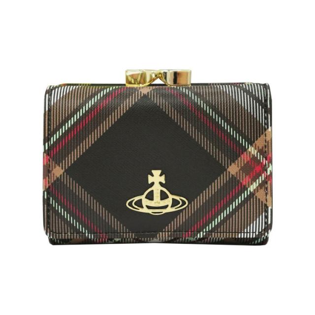 ヴィヴィアンウエストウッド 財布 Vivienne Westwood DERBY 51010018U-S001K- 二つ折り財布(小銭ガマ口) BIOGREEN SAFFIANO PRINTED D101 TARTAN BROWN/BLACK(代引不可)【送料無料】