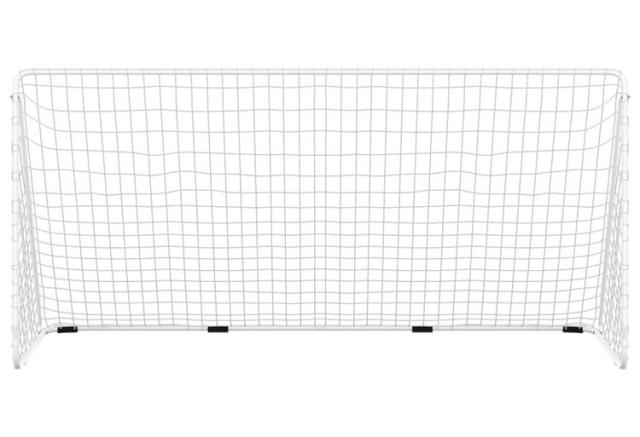 vidaXL サッカーゴール ネット付き ホワイト 366x122x182cm スチール