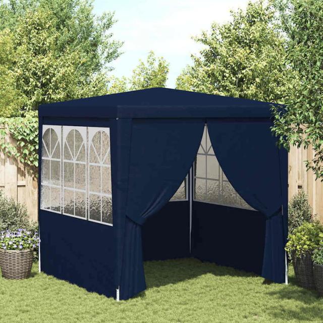 vidaXL プロ仕様 パーティーテント 側壁付き 2×2m ブルー 90g/m[2] 芝 ガーデン アウトドアリビング アウトドアストラクチャー キャノピー ガゼボ(代引不可)【送料無料】