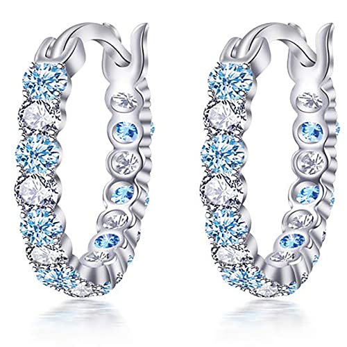 ブルー SK.Whiee ピアス レディース 人気 フープピアス 最高級ジルコニア 誕生石 青 「愛の神」 18金 ピアス リング 金属 ...