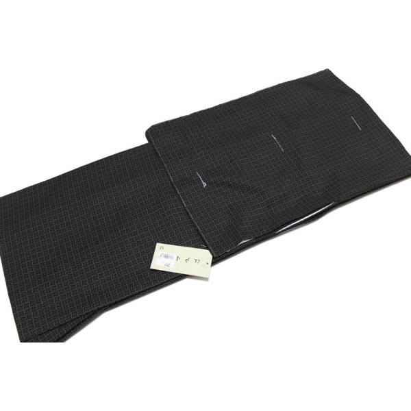 お仕立て上がり袷せキモノ-No.043【Mサイズ/良質江戸小紋柄/地色：黒色・八掛け：グリーン色/送料無料/着物 江戸小紋 袷】