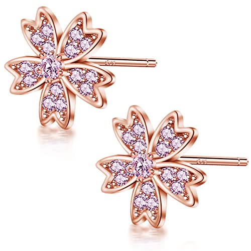 桜 - ピンクゴールド SK.Whiee ピアス レディース 人気 最高級ジルコニア ハナ 「初桜」 シルバー925 ピアス 金属アレルギー ...