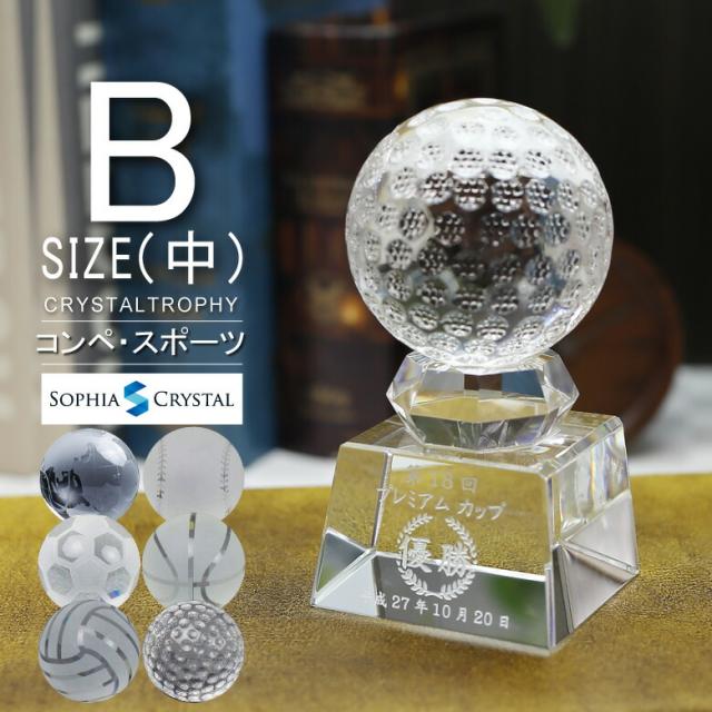 クリスタル ボール トロフィー SB-1B(中) 名入れ 記念品 サッカー 野球 ゴルフコンペ ホールインワン バレーボール バスケットボール 地球 表彰状 スポーツ大会 イベント 優勝 プレゼント ギフト おしゃれ