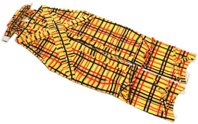 たっつけ袴　黄八丈7837　中　馬乗り型 　背板（腰板）付き 踊り用 男物　踊り袴・金襴袴【舞踊袴】舞袴　手古舞　南京玉すだれ