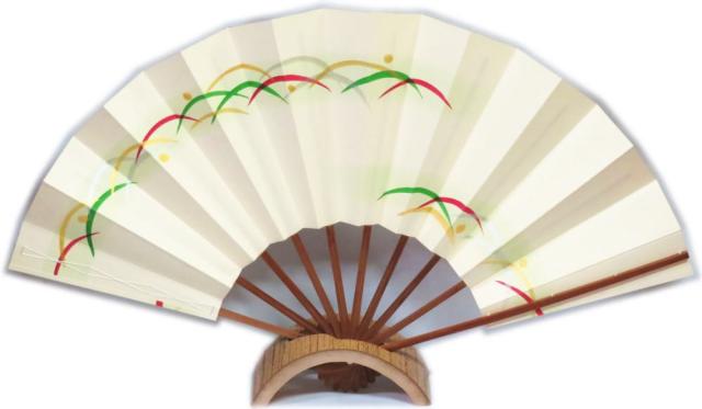 舞扇子≪ナ534　鳥の子地　天地つゆ草柄　手描き≫◇9寸5分◇スス竹　化粧箱入り　京扇子　扇子　舞扇