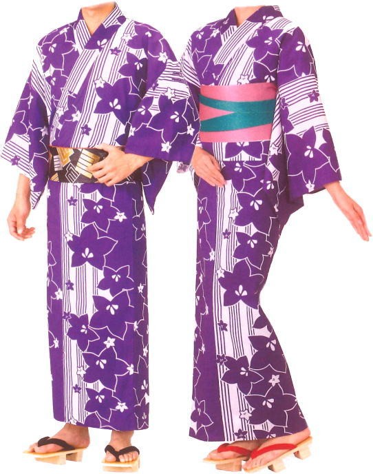 ゆかた　仕立上浴衣　白地紫　桔梗　男物・女物　浄２３２９「舞台・ステージ　衣裳」盆踊り・お稽古・イベントにも最適！