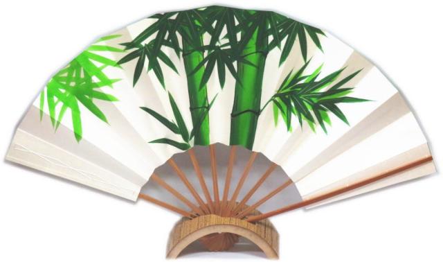 舞扇子≪ナ532　パール地　青竹　手描き≫◇9寸5分◇スス竹　化粧箱入り　京扇子　扇子　舞扇