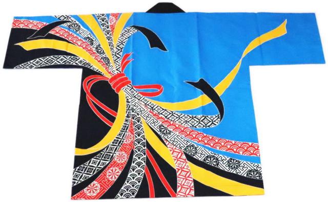 踊り半纏　青　紺　束ね熨斗目　日本製　お祭用品・祭用品・お祭衣装【法被・半被】半纏・半天・袢纏・踊り衣装・踊り衣裳