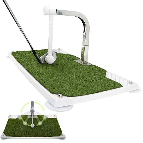 ゴルフスイングトレーナー ゴルフ練習、高さ5段階調節、家庭用ゴルフクラブ練習シミュレーター、ポータブルゴルフスイング練習マット