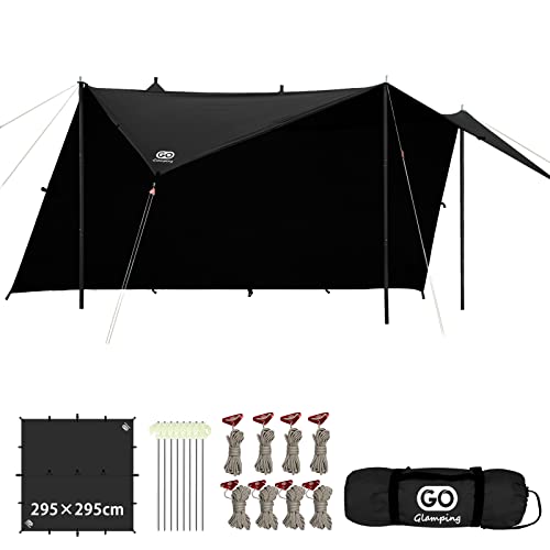 GOGlamping HENGEN+スクエアタープTC 正方形タープ ポリコットン 焚き火可 19箇所ループ・特殊防水テープ付き500mm耐水圧