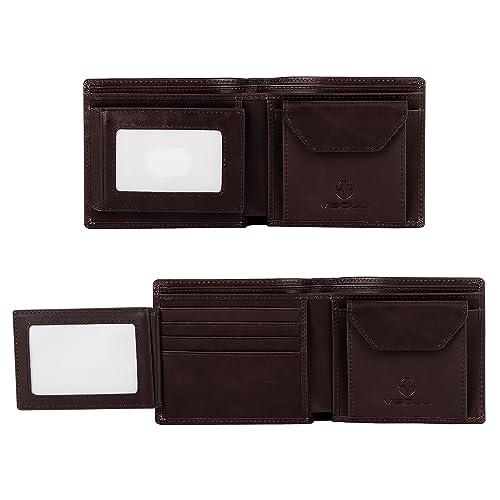 VISOUL 札入れ 財布 二つ折りメンズ 本革 レザー カード8枚収納 小銭入れ 写真入れポケット 免許証入れ 牛革 スキミング防止 縦型コイ