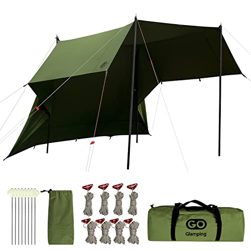 GOGlamping HENGEN+スクエアタープTC 正方形タープ ポリコットン 焚き火可 19箇所ループ・特殊防水テープ付き500mm耐水圧