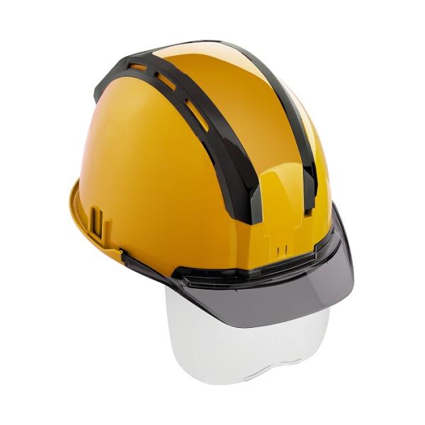 タジマ HSYCSSB セフメット イエロ− スモ−ク シールド付 セフで装着 マークや文字 ラインを隠さない 新品 ヘルメット TJM