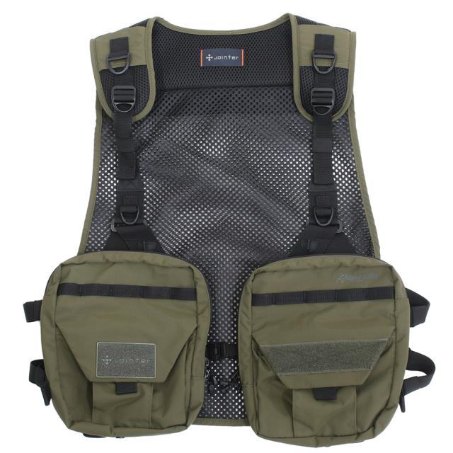 ジョインター リッジバレーベスト グレイト【オリーブ】（Jointer）フィッシングバッグ 着るリュック 着るバッグ 登山 ランニング 釣り バッグ スマホ 携帯収納 チェストリグ ホルスターバッグ サバゲー 調節可能 タクティカルベスト