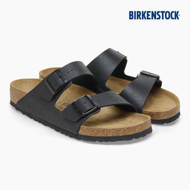 毎日発送 ビルケンシュトック アリゾナ 普通幅 メンズ 黒 エンボス ビルコフロー BIRKENSTOCK ARIZONA BF SAFFIANO BLACK 1026437 ストラップサンダル[PU3]