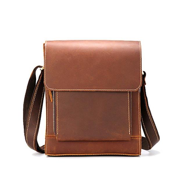 本革 ショルダーバッグ メンズ 斜めがけ鞄 牛革 フラップ メッセンジャーバッグ ブラウン 通勤通学 クリスマス ギフト 通勤バッグ