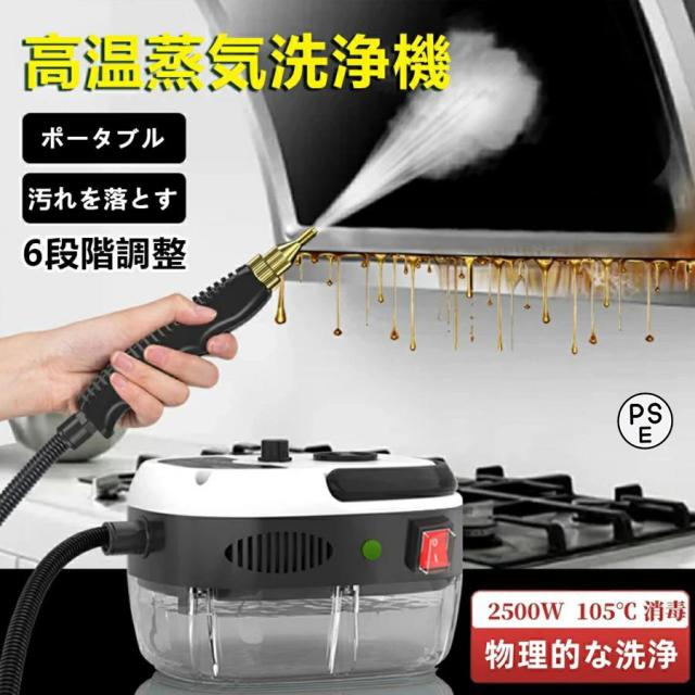 スチームクリーナー ハンディ 蒸気洗浄機 高温洗浄機 高圧洗浄機 蒸気掃除機 高温 高圧 爆買 2500W 6段階調整 105℃加熱 消毒 除菌 大容量 ダニ駆除 油煙 油汚れ