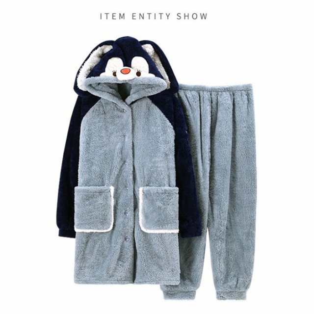 ペアパジャマ ルームウェア モコモコ ウサギみみ パジャマ 可愛い 裏