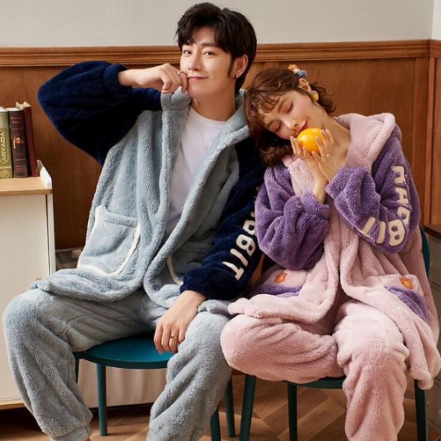 ペアパジャマ ルームウェア モコモコ ウサギみみ パジャマ 可愛い 裏