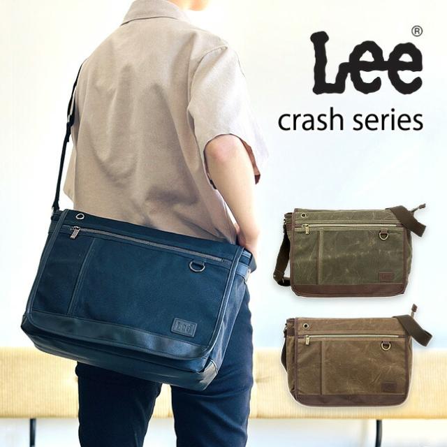 ショルダーバッグ メンズ 斜めがけ かっこいい 320-4034 Lee リー crash ショルダーバッグ フラップショルダー かぶせショルダー 斜めがけバッグ カジュアル かっこいい ビンテージ感 パラフィン素材 イヤホンホール付き 男子 男性 メンズ 通勤 通学 お買い物 旅行 修学旅行