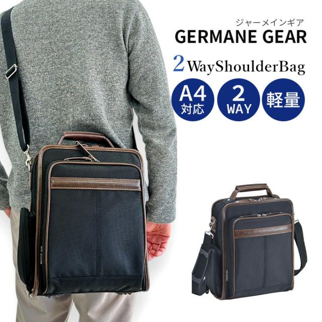 メンズ ショルダーバッグ 2way 斜めがけ A4 縦型 軽量 大容量 ビジネスバッグ ブランド 33682 GERMANE GEAR ショルダー 肩掛け 手持ち 手提げ 多機能 通勤 出張 旅行 軽い 使いやすい 斜め掛け メンズバッグ シンプル おしゃれ おすすめ かっこいい 男性 黒 プレゼント
