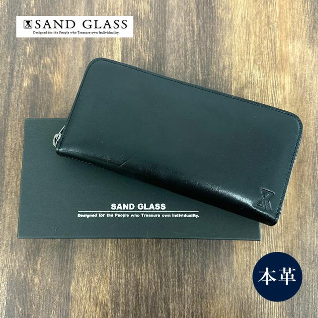 財布 メンズ ラウンドファスナー 長財布 ブランド 大容量 革 3g32 SANDGLASS サンドグラス 小銭入れ付き 本革 レザー 植物タンニンなめし ブラック クロ 黒 人気 おすすめ 長さいふ long wallet ロングウォレット ギフト プレゼント 誕生日