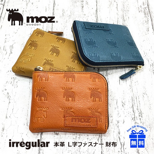 コンパクト財布 レディース 本革 かわいい [86013] moz（モズ） irregular イレギュラーシリーズ 牛革 ラウンドファスナー財布 Elk(ヘラジカ)模様 外LF札入 財布 革財布 ファスナー財布 おしゃれ レザー 女性 誕生日 ギフト プレゼント