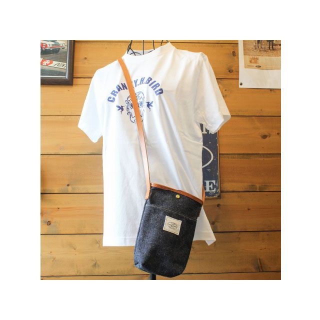 Cranky.H.Bird スマホショルダー 『WALK』 デニム スマホポーチ ポシェット ショルダーバッグ 本革 Cranky.H.Bird