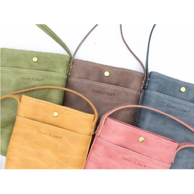 Cranky.H.Bird スマホショルダー 『WALK』 イエロー モストロ スマホポーチ ポシェット ショルダーバッグ 本革 Cranky.H.…