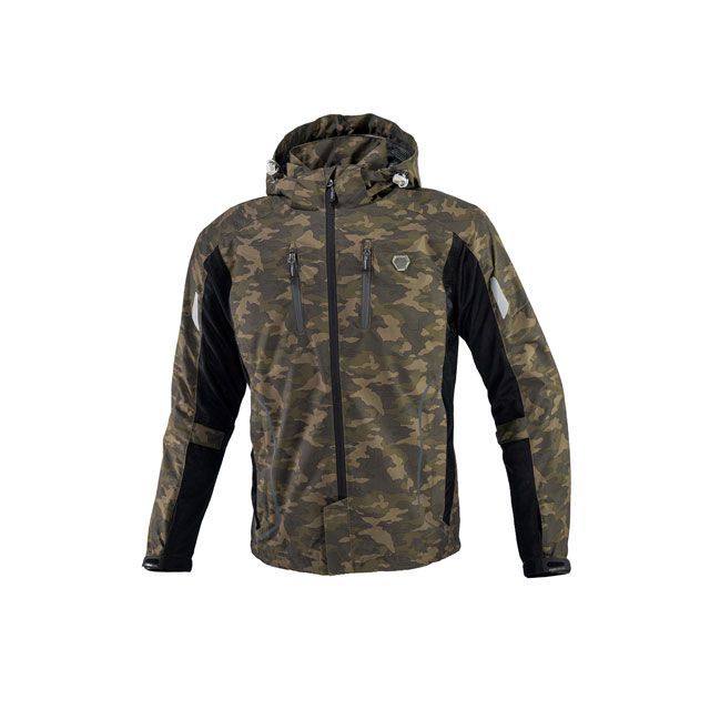 コミネ 2023春夏モデル JK-1123 プロテクトハーフメッシュパーカ ゲンリ（カモ ブラック） サイズ S KOMINE