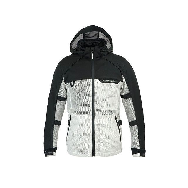 ラフ＆ロード RR7352 ダイレクトエアメッシュパーカーFP（ブラック/プラチナシルバー） サイズ M Rough&Road