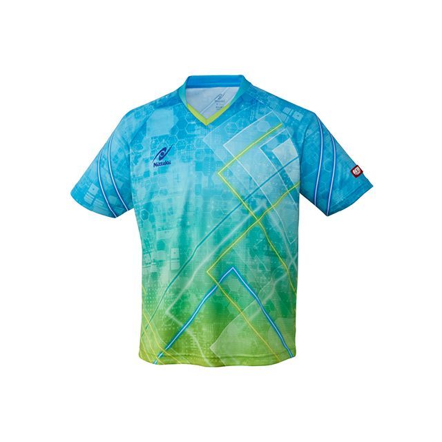 日本卓球 ブライトネオン シャツ（Lブルー） サイズ O Nittaku