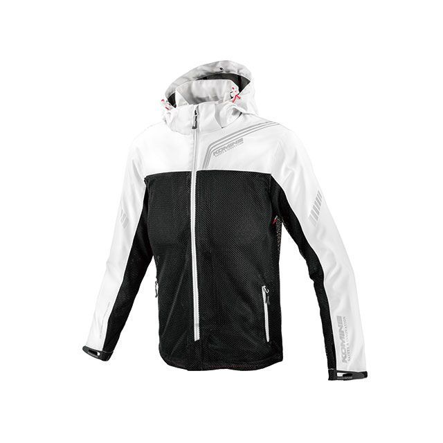 コミネ 2025春夏モデル JK-179 エニグマライト ハーフメッシュパーカ（ライト グレー ブラック） サイズ XL KOMINE